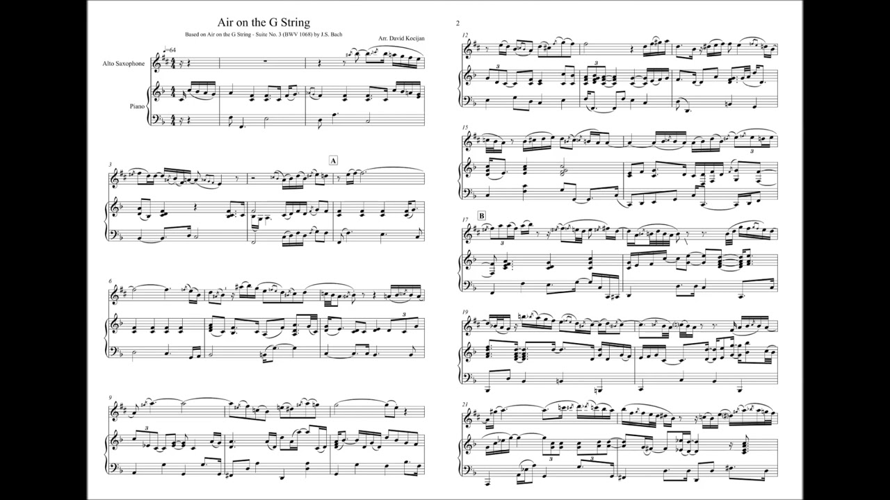 Bach: Air on the G String - Suite No. 3 (BWV 1068) - SHEET MUSIC ...