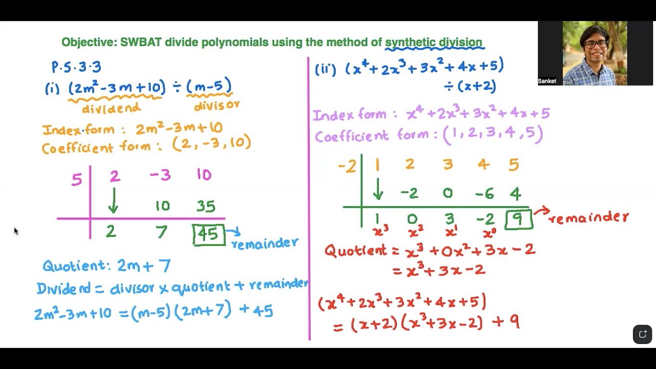 Grade 9- SWBAT divide polynomials using the method of synthetic ...