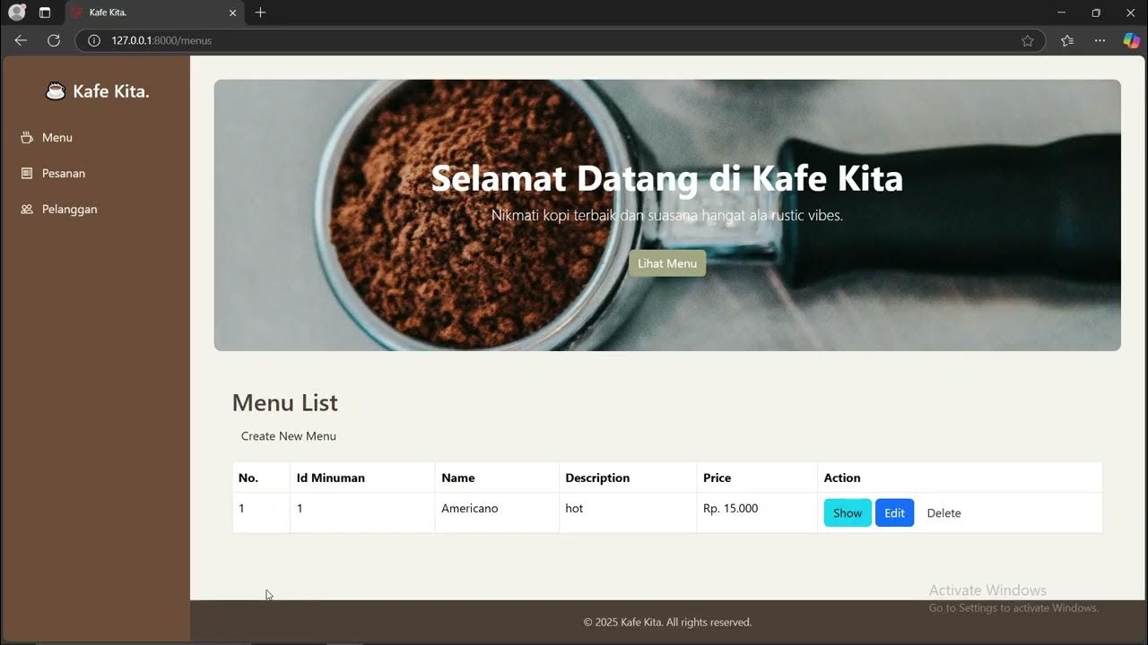 Penggunaan CRUD pada Laravel dengan MySQL pada Website Kafe Kita. - YouTube