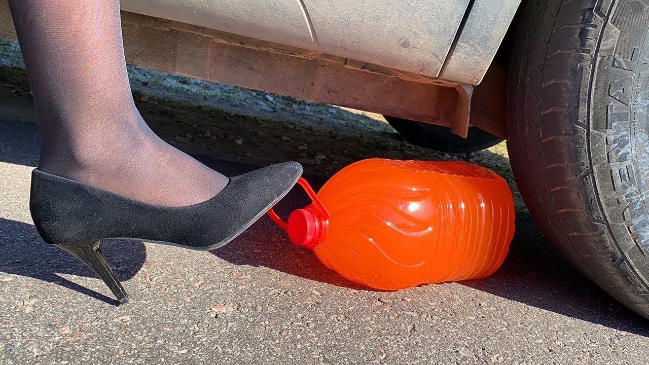 car stuck girl - girl crush car vs crushing things with car - YouTube