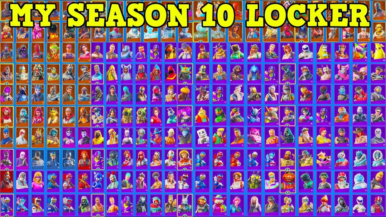 SHOWING MY LOCKER & STATS (SEASON X) | ALL MY SKINS, PICKAXES, GLIDERS ...