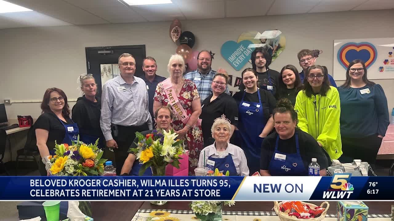 Beloved 95-year-old Kroger cashier retires after 21 years of service ...
