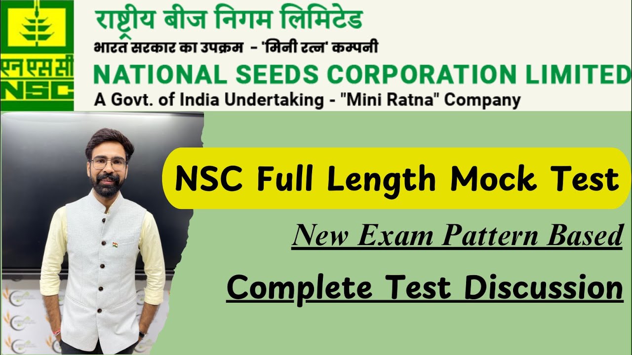 National Seed Corporation (NSC) 2024-25 Mock Test Discussion ...