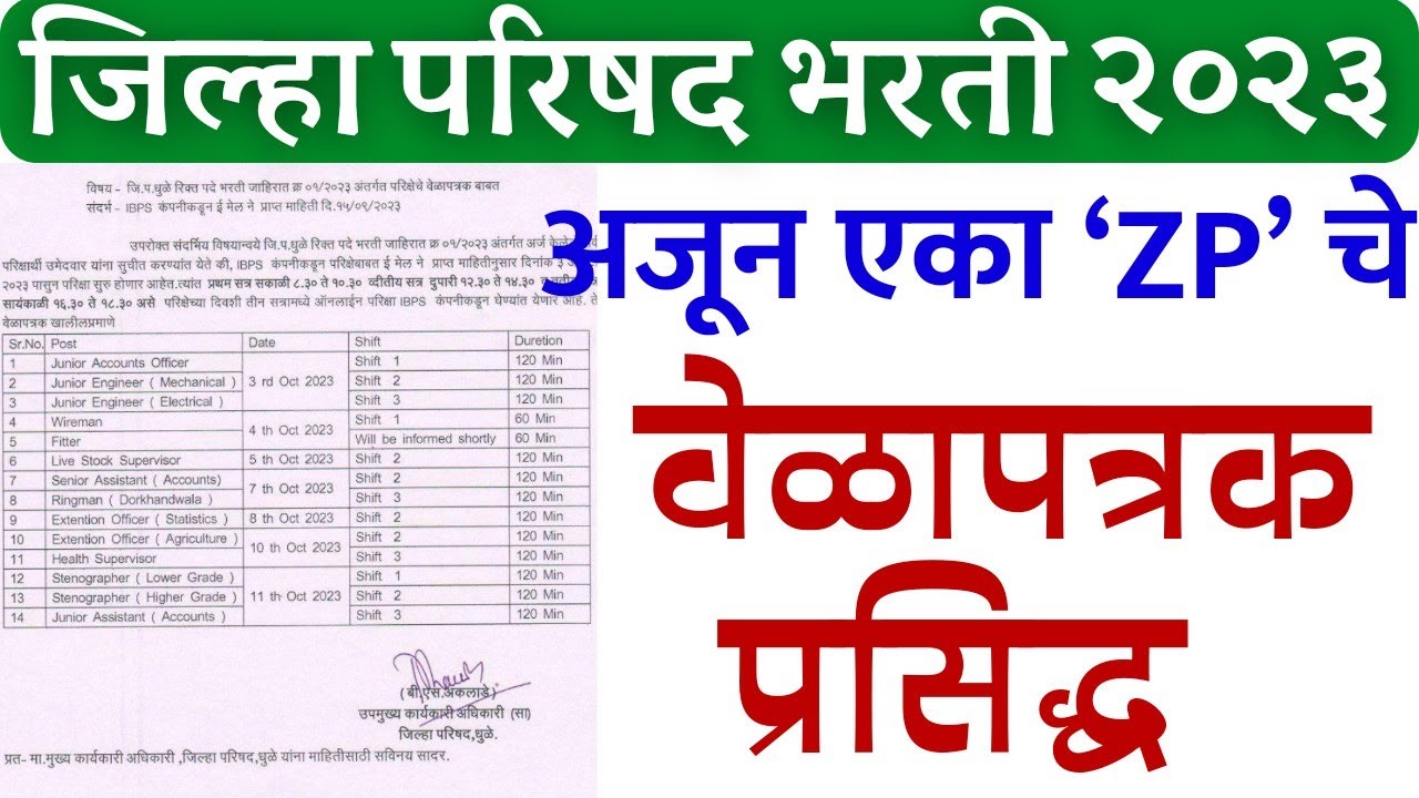ZP exam date 2023 latest | जिल्हा परिषद भरती वेळापत्रक | jilha Parishad ...