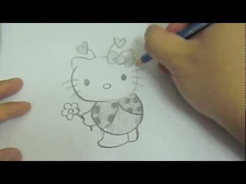 how to draw hello kitty with ladybug costume - YouTube