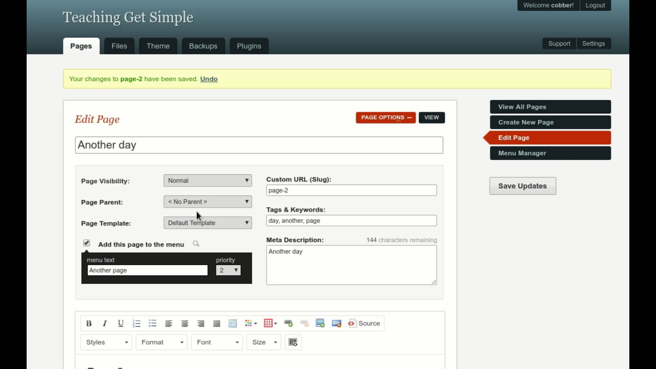 How to edit a Get Simple page - YouTube