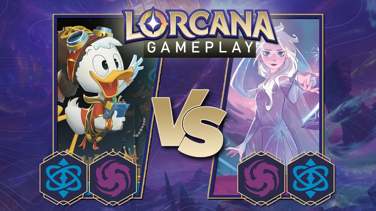 Disney Lorcana Trading Card Game Gameplay - Amythest/Sapphire vs ...
