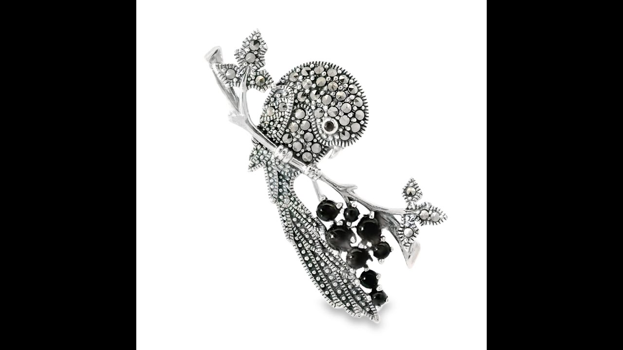 Brosa Argint cu Marcasite Corinne Black #jewelry #silver #jewelrydesign ...