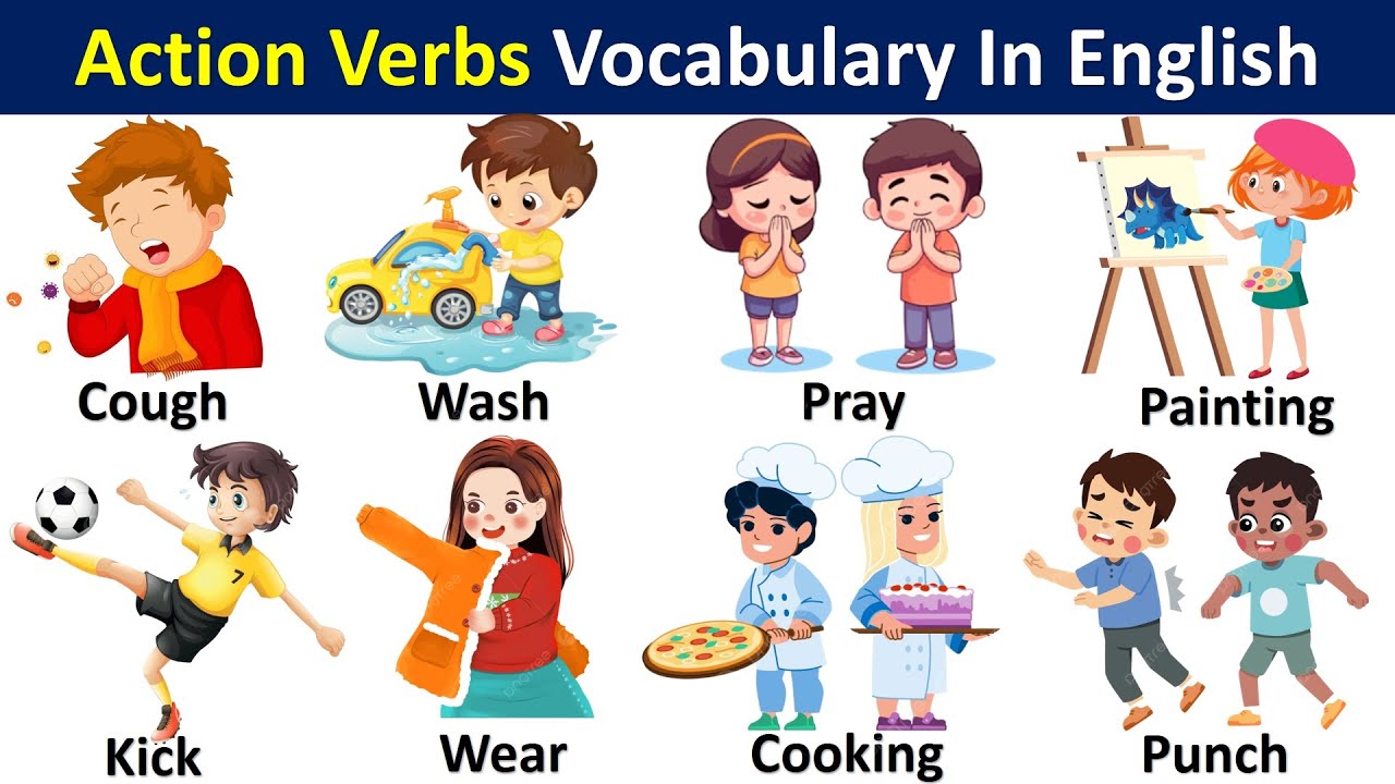 Action Verbs vocabulary In English with pictures || Learn Action Verbs ...