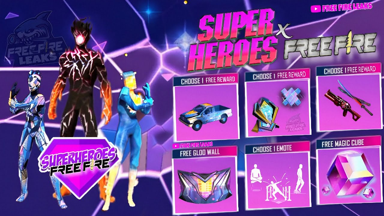 FREE FIRE SUPERHEROES EVENT ALL REWARDS REVIEW - FF SUPERHEROES EVENT ...