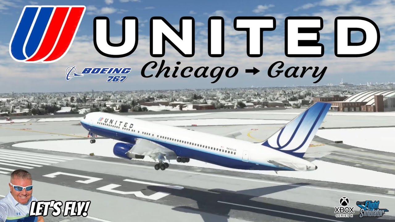 United Airlines Boeing 767 Flight From Midway Int Airport To Gary ...