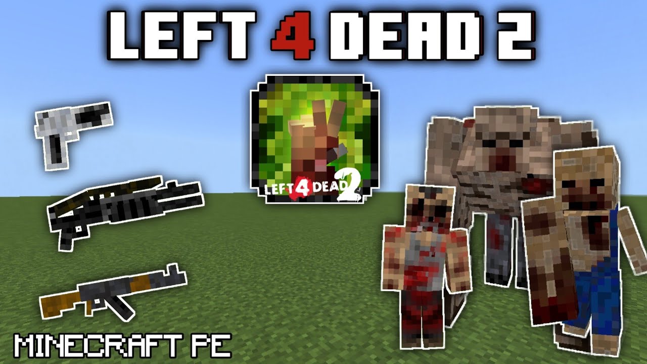 LEFT FOR DEAD 2 | NEW 3D GUNS ADDON | MINECRAFT PE 1.21.60+ - YouTube