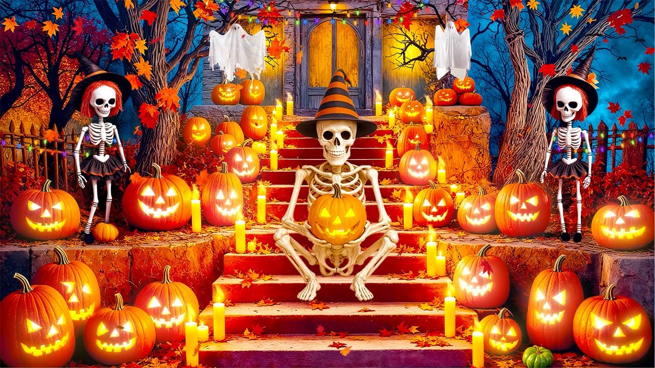 Best Relaxing Halloween Instrumental Music 🎃 Haunted Autumn Front Porch ...