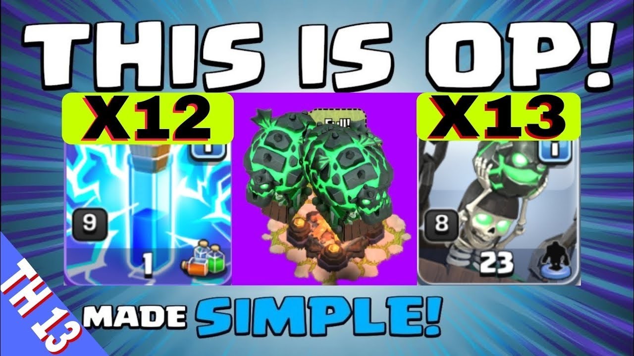 New Troop Lavaloon with Lighting spell Attack Strategy Th 13 || Best ...