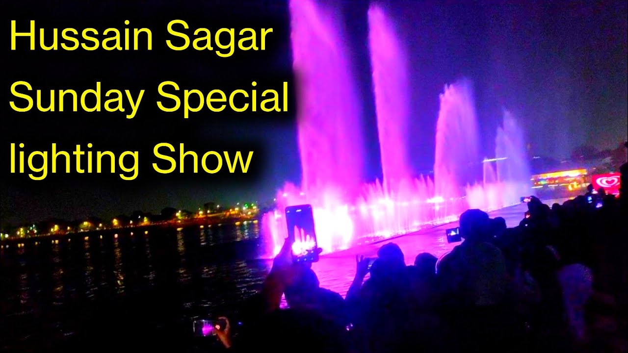 Hyderabad Hussain Sagar Lighting Show | Hussain Sagar Night View | Tank ...