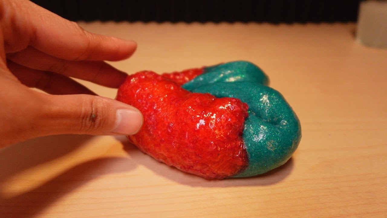 [ASMR] Red and green slime mixing - YouTube