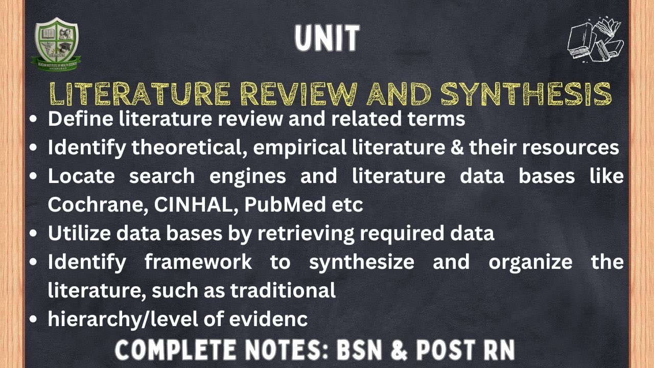 Literature review and synthesis | Intro to Nursing Research | Post RN ...