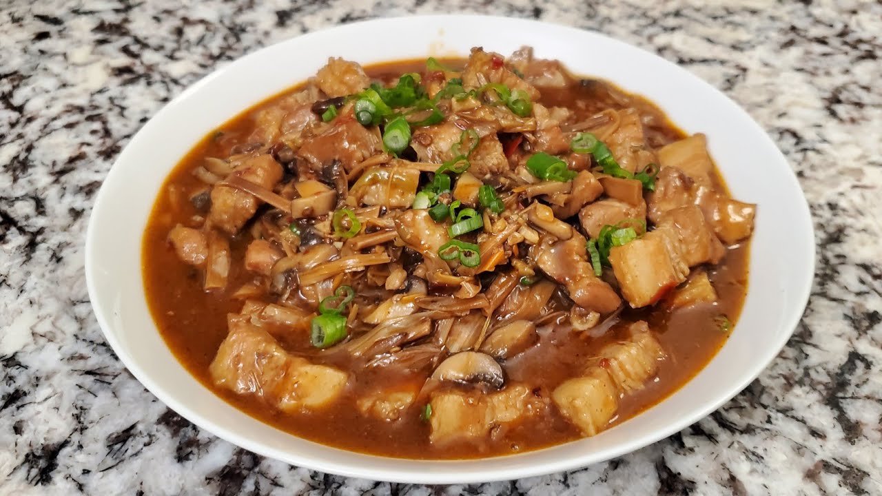 How to cook pork and lily flower - chinese food| Cara Masak daging babi ...