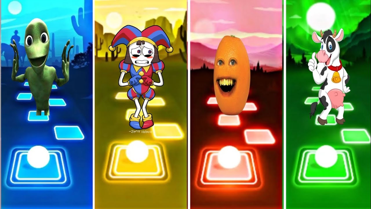 Alien Dance🆚The Amazing Digital Circus🆚Annoying Orange🆚FUNNY COW💥Who is ...
