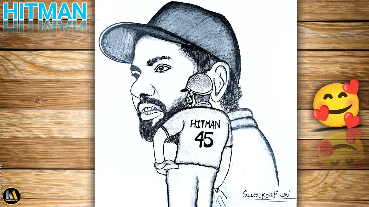 rohit sharma drawing | rohit sharma drawing easy | how to draw Hitman ...