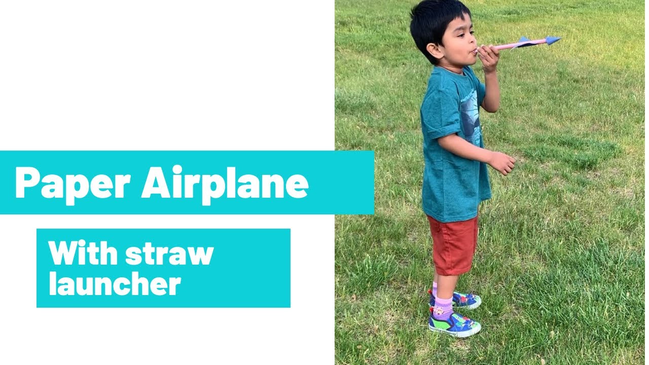 Paper airplane with straw launcher - YouTube