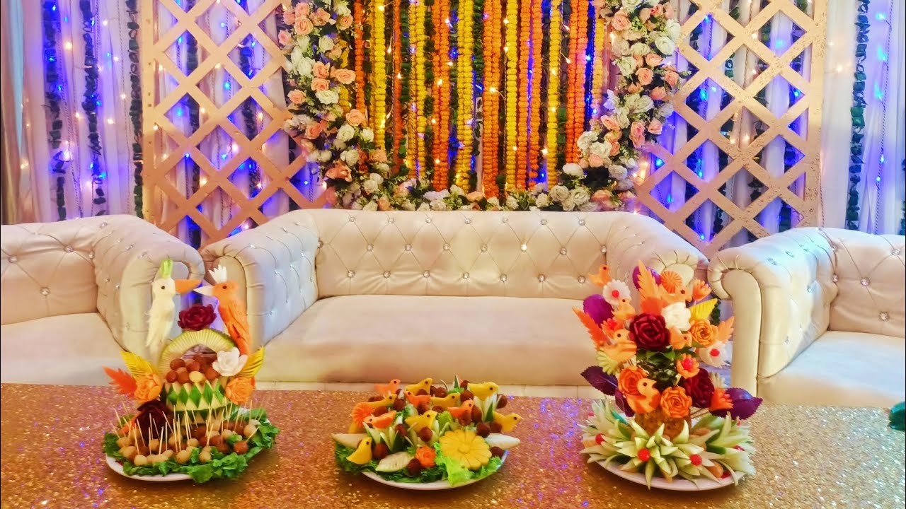 গায়ে হলুদ এর ফলের ডিজাইন || Holud ceremony || Holuder Ayojon ...