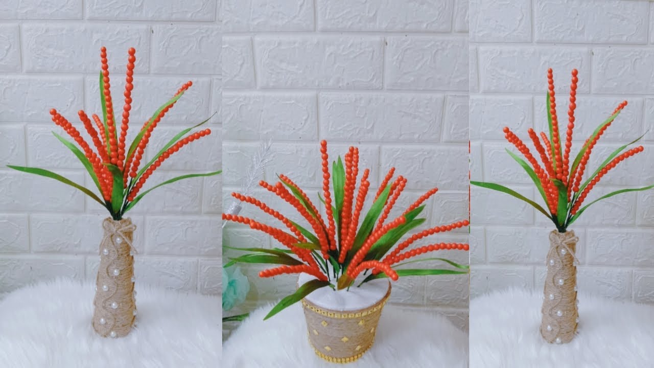 Design Flowers from Pearl Foam and Satin Ribbons || Bunga Mutiara Busa ...