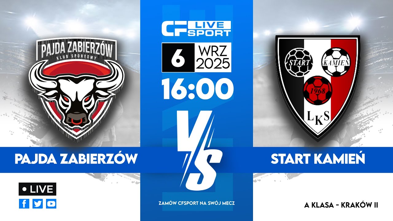 LIVE 🔴 | Pajda Zabierzów - Start Kamień 📺 | A-klasa 🏆 | Kraków II - YouTube