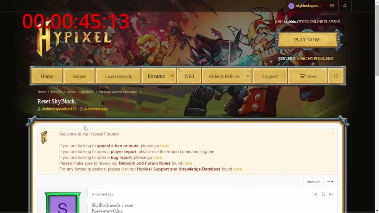 RED BAR SPEEDRUN 00:45 on hypixel forum. - YouTube