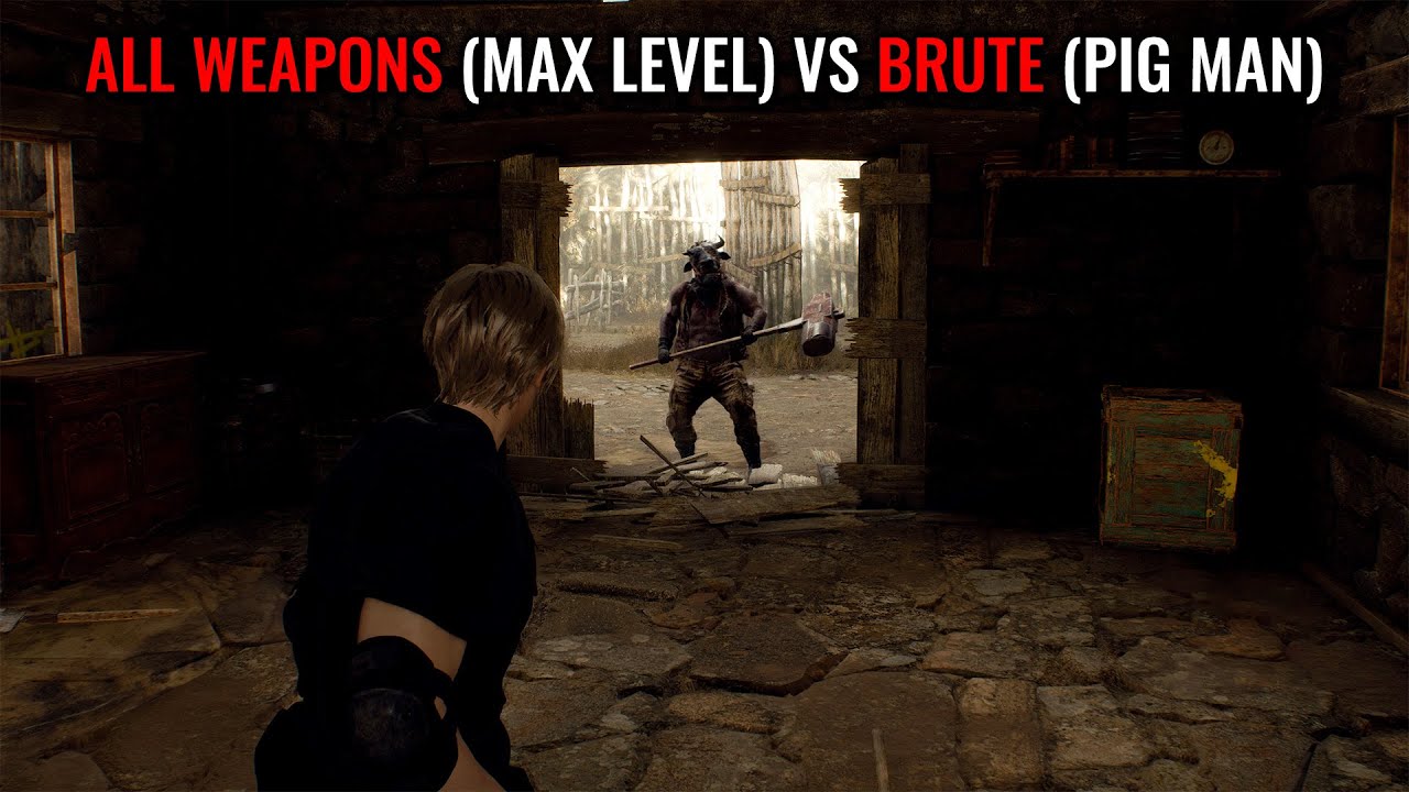 All Weapons (Max Level) vs Brute (Pig Man) - Resident Evil 4 Remake ...