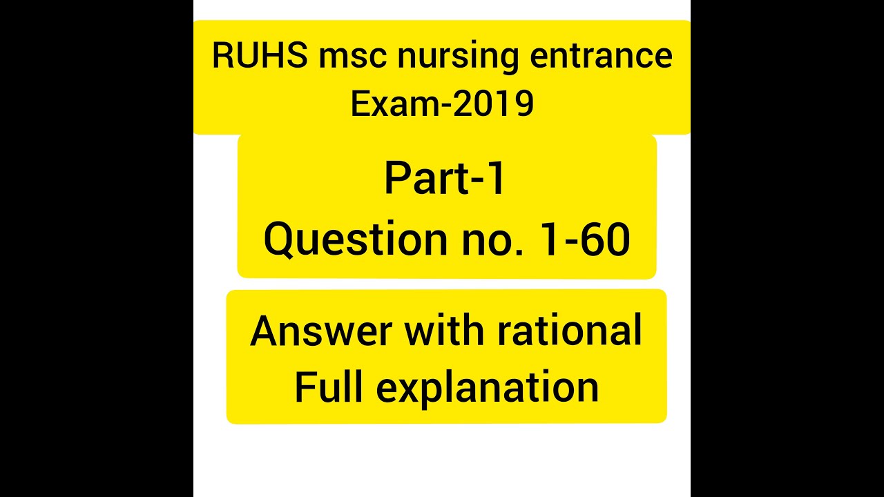 RUHS Msc nursing entrance exam 2019 question paper with answer with ...