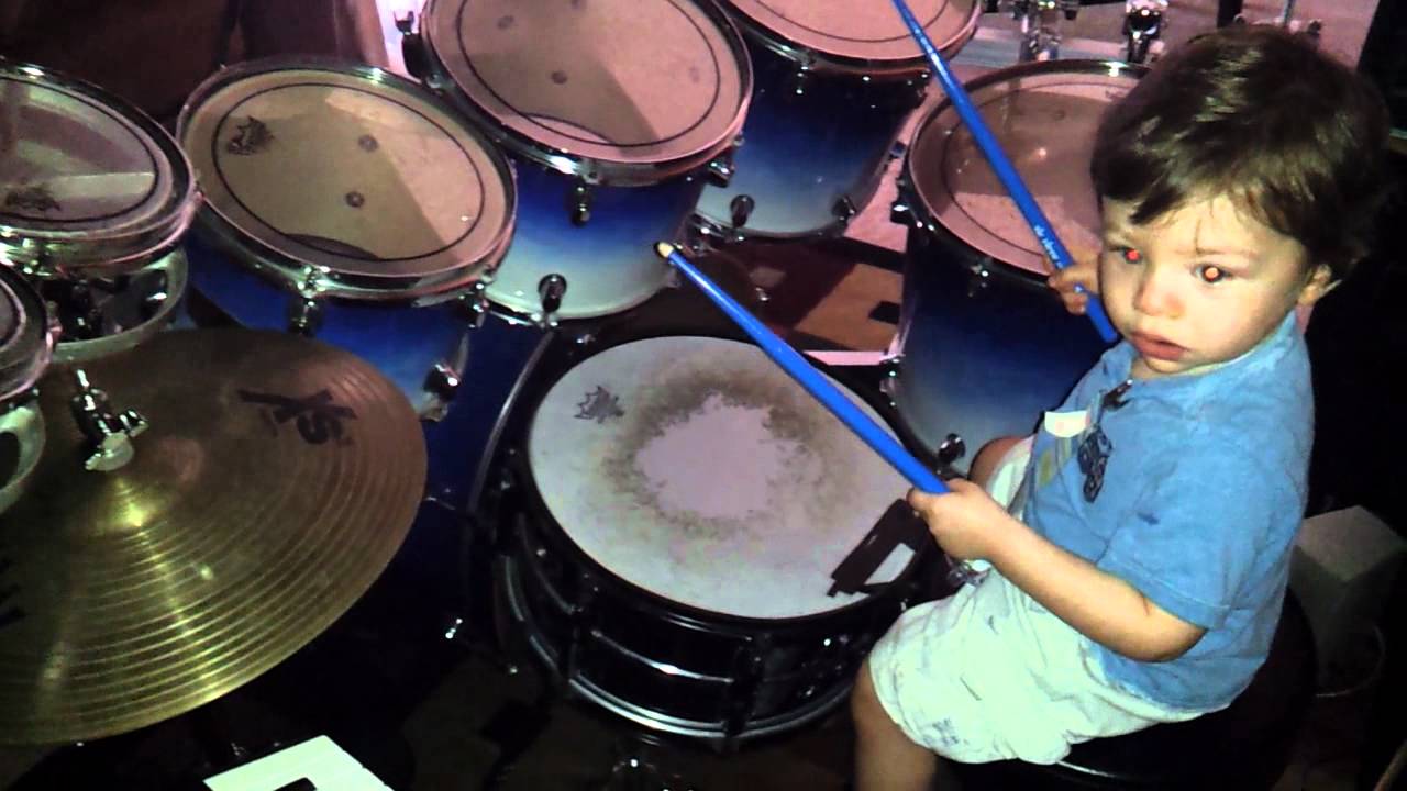 Baby Playing Drums.14 months Worlds Best Drum Roll - YouTube