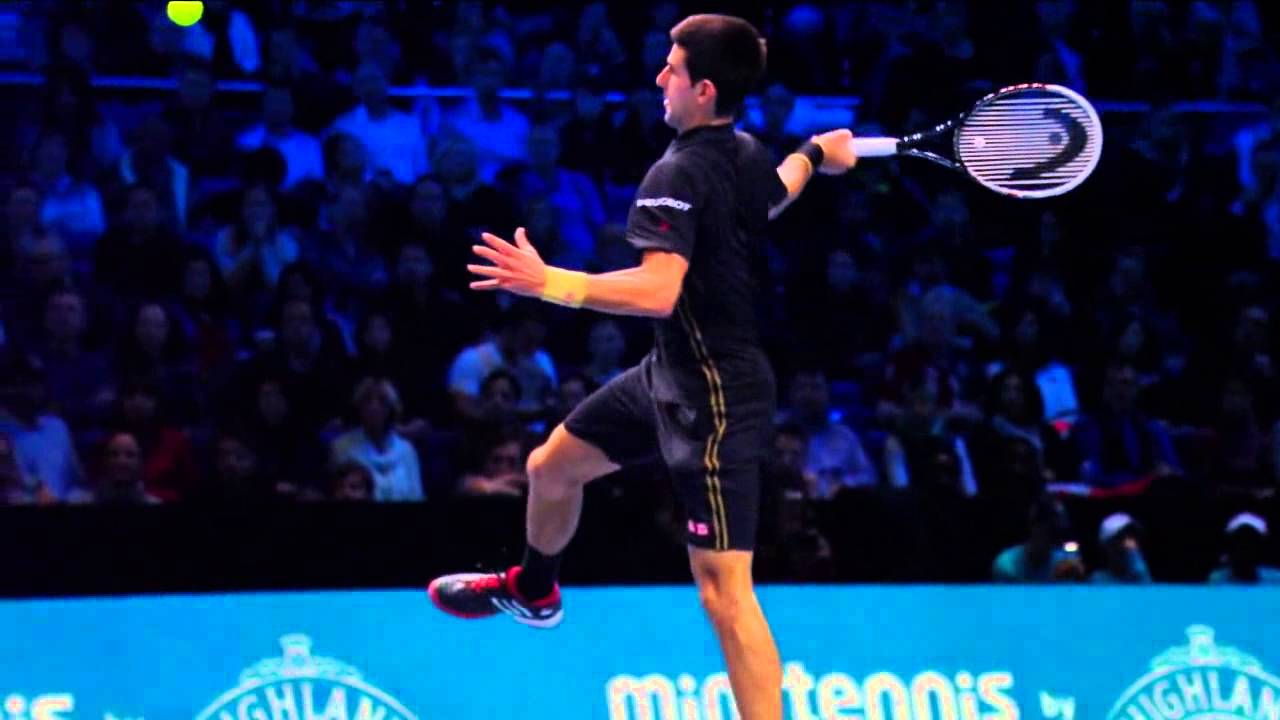 2014 London Djokovic flying forehand - YouTube