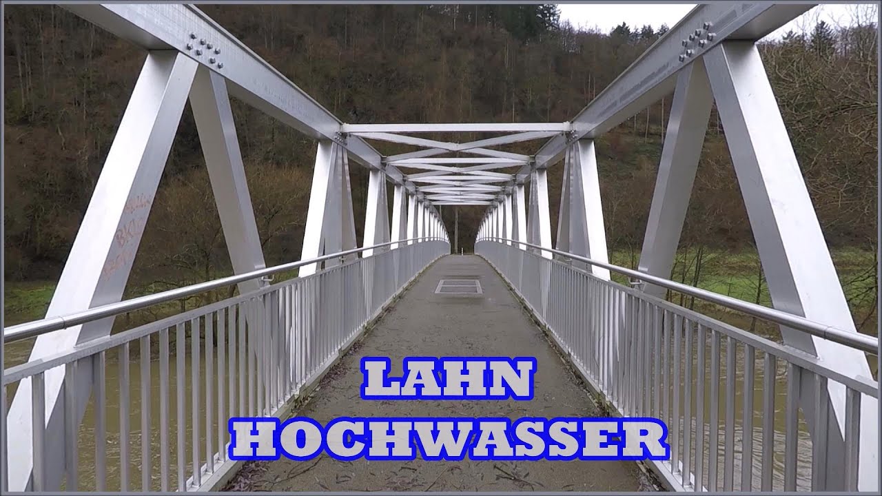 Hochwasser an der Lahn bei Schleuse Scheidt - YouTube