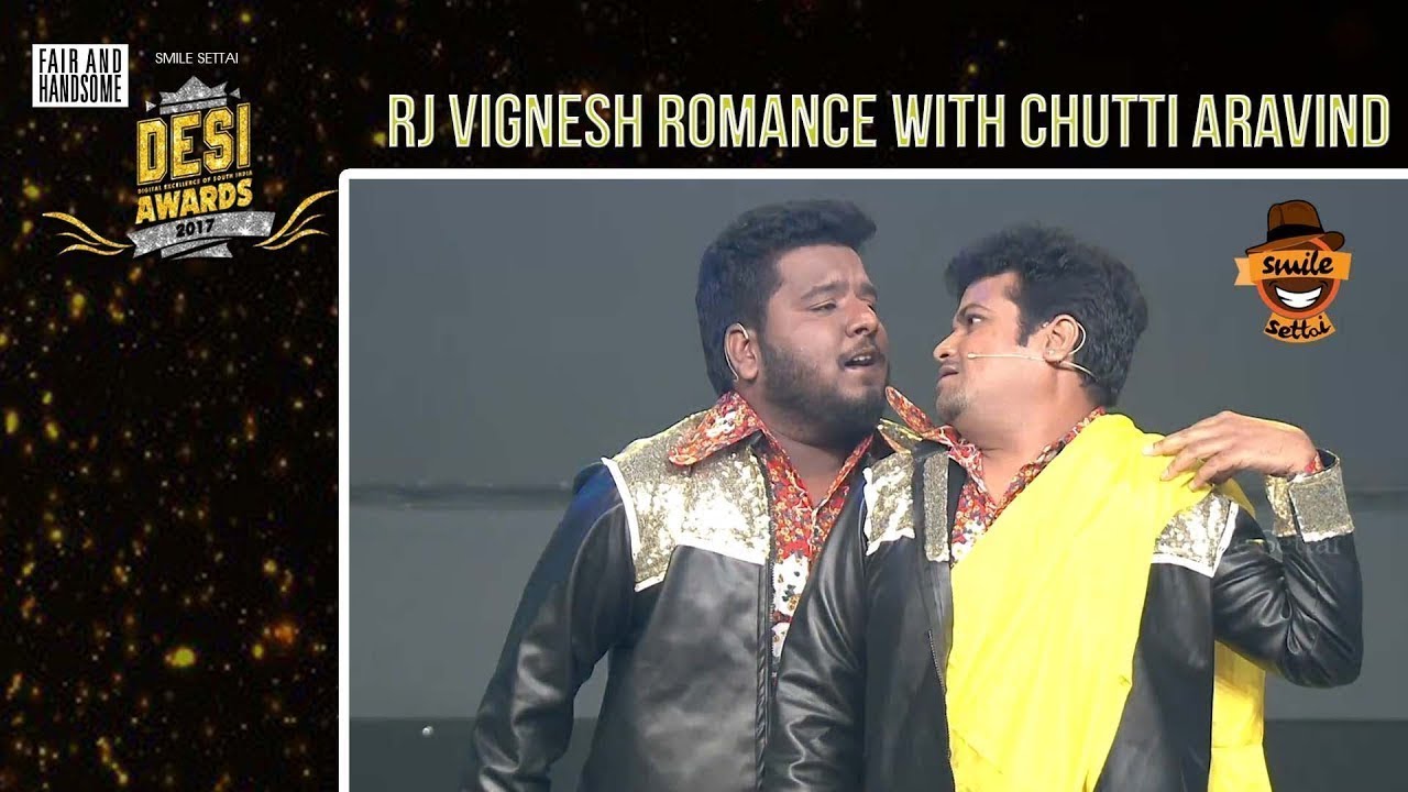 RJ Vignesh R0mances with Chutti Aravind | Part 1 | #DesiAwards2017 ...