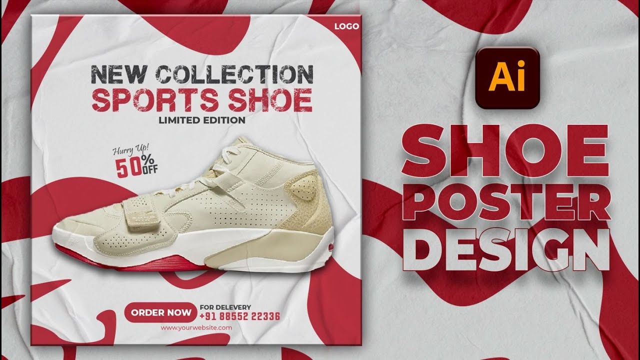 Illustrator CC Tutorial | Graphic Design | Shoes Poster Design - YouTube