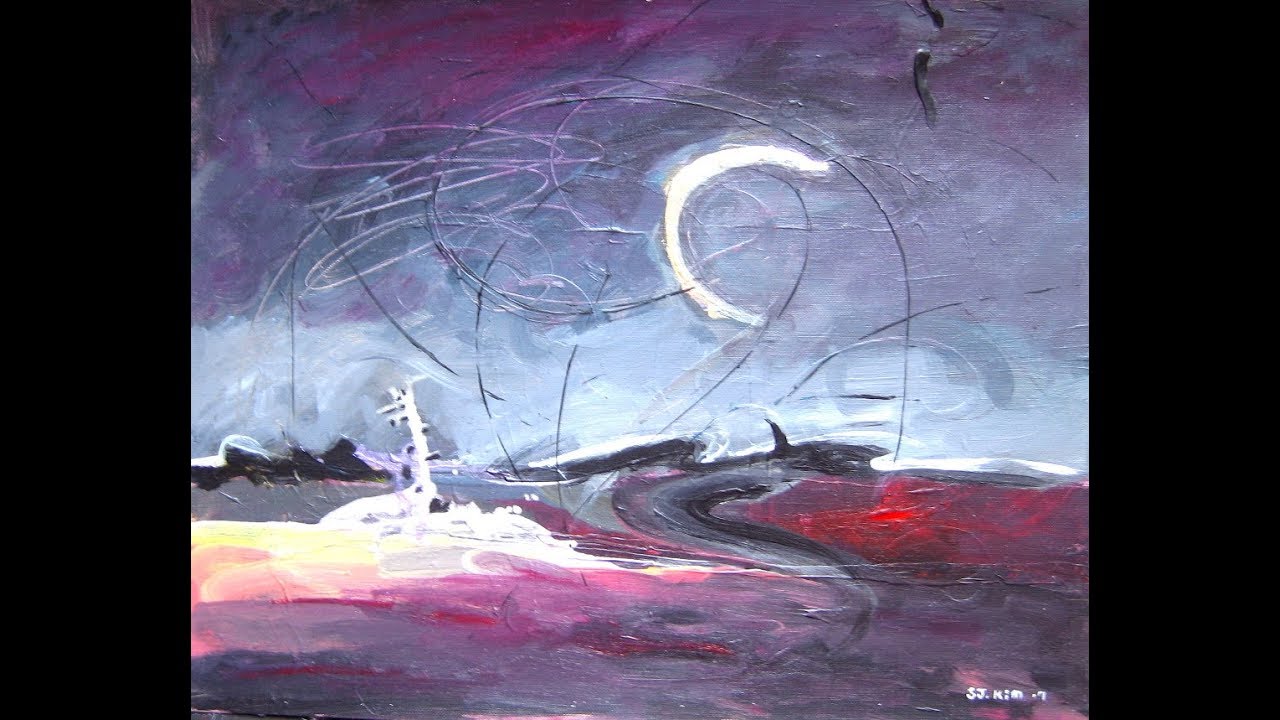art video for relaxation modern abstract landscape painting home decor ...