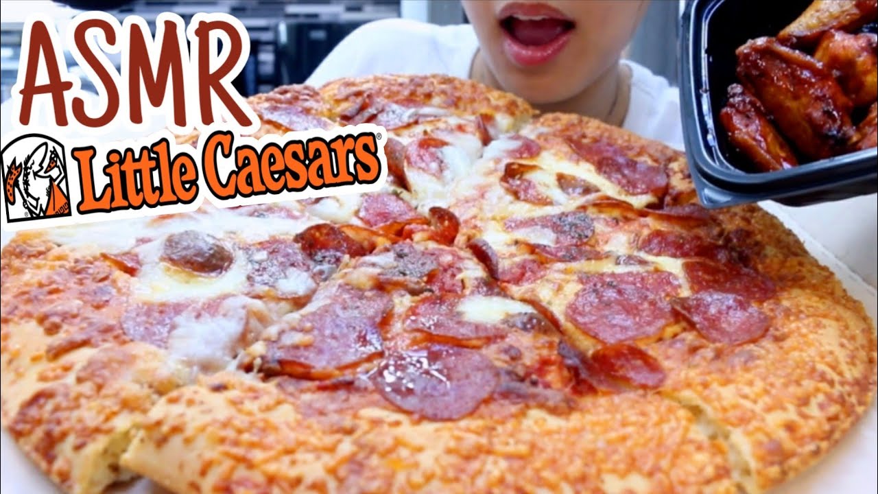 ASMR Little Caesars NEW Pepperoni Cheeser! Cheeser! Pizza BBQ Wings ...