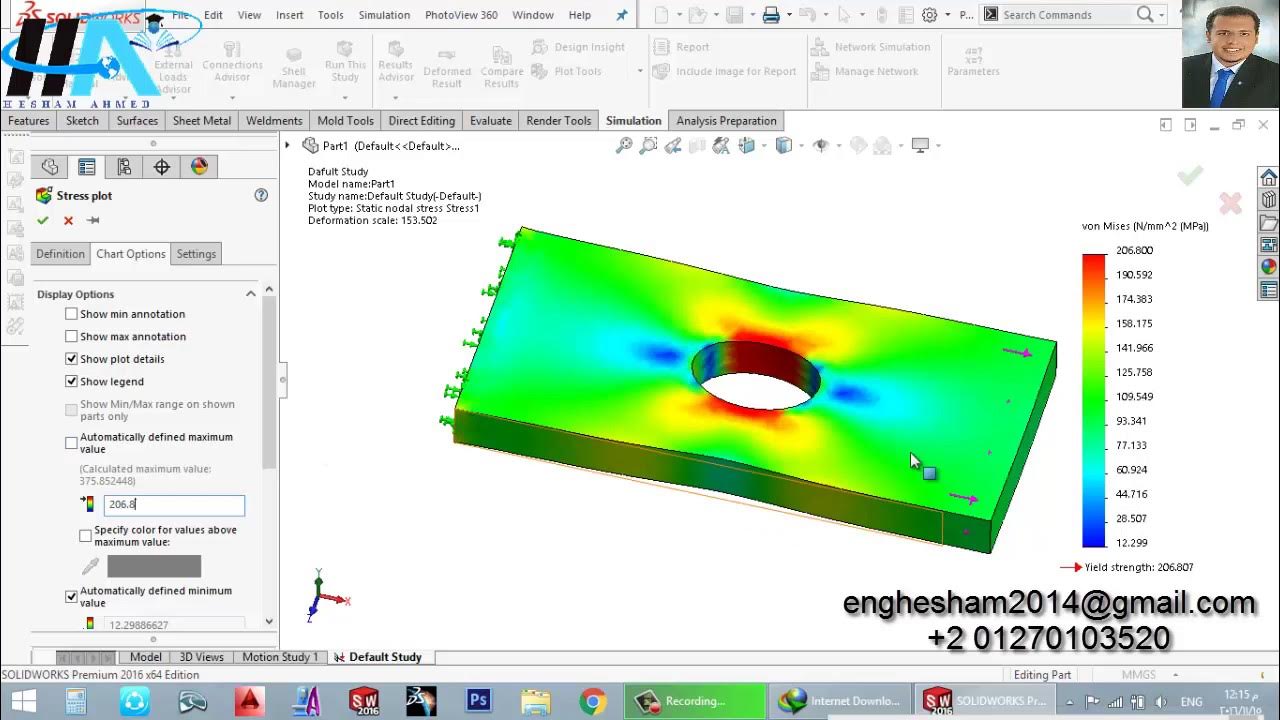 Solidworks Simulation | 16- Chart Option - YouTube