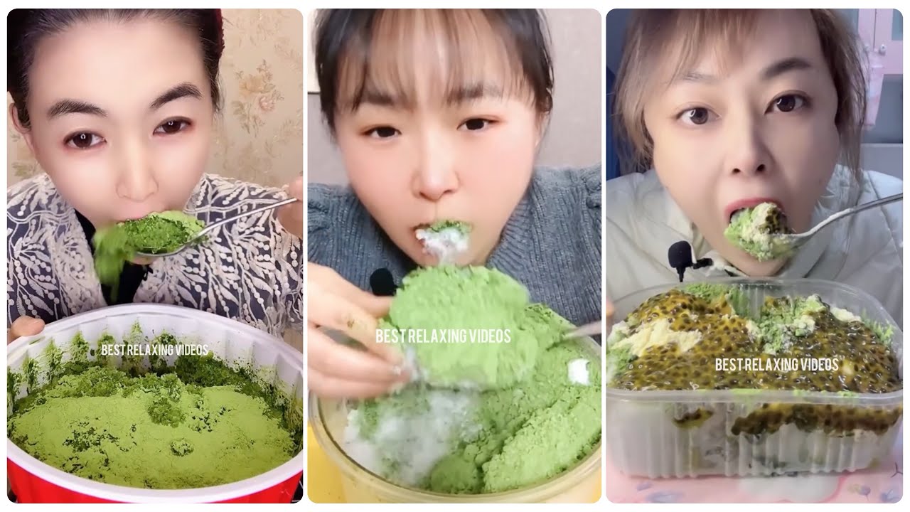 Crunchy Matcha Ice Mukbang | Powdered Ice Eating ASMR That Satisfies ...