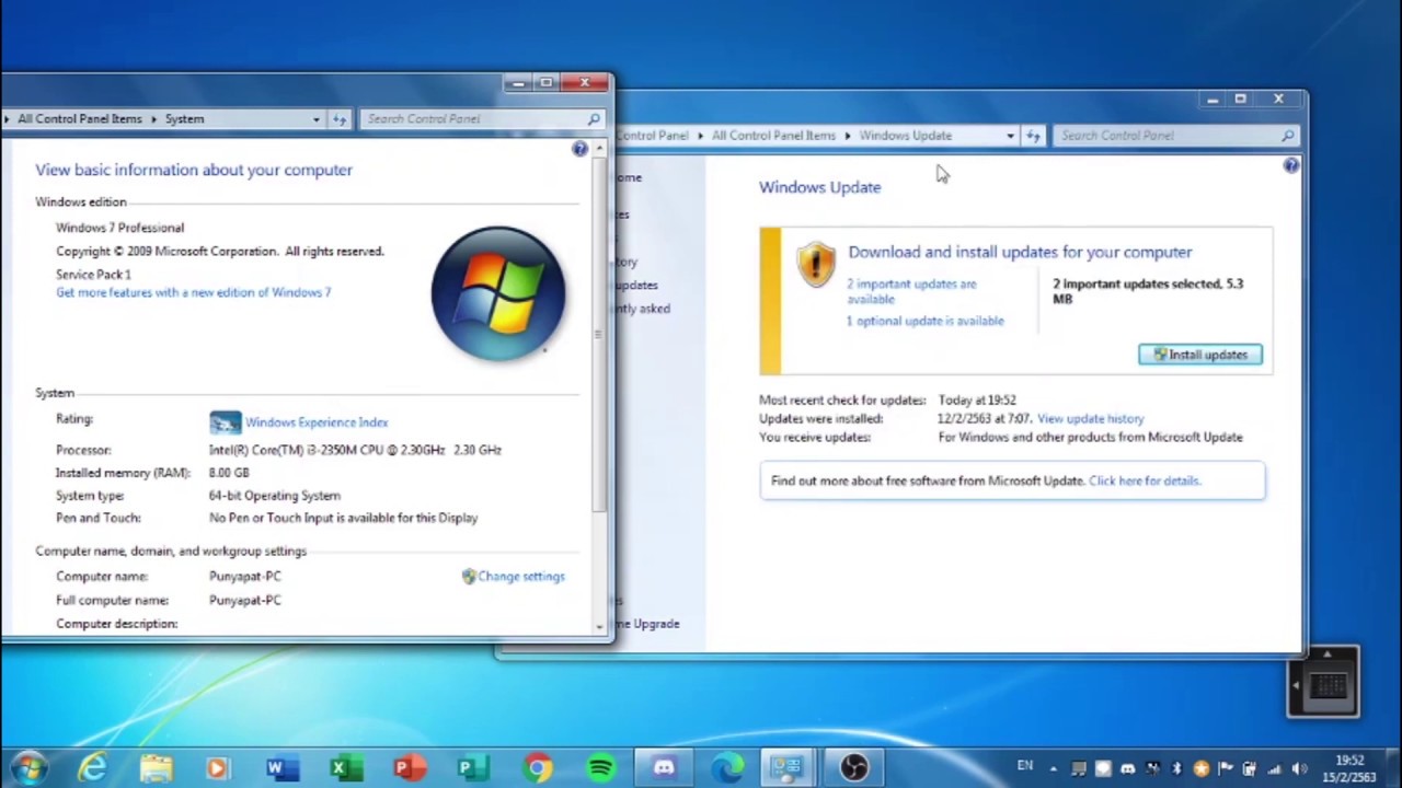Windows 7 Windows Update 15/2/2020 - YouTube