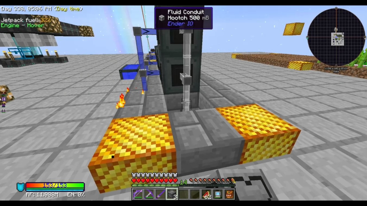 ftb sky factory 3 solar array ore auto smelting and inventory - YouTube
