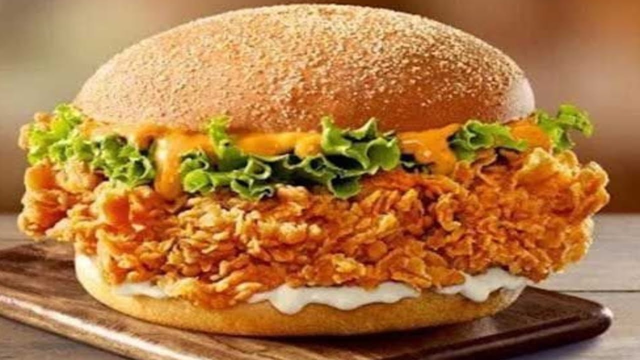 KFC Style Homemade ZINGER BURGER Recipe By Delicious Dishes|| Crispy ...