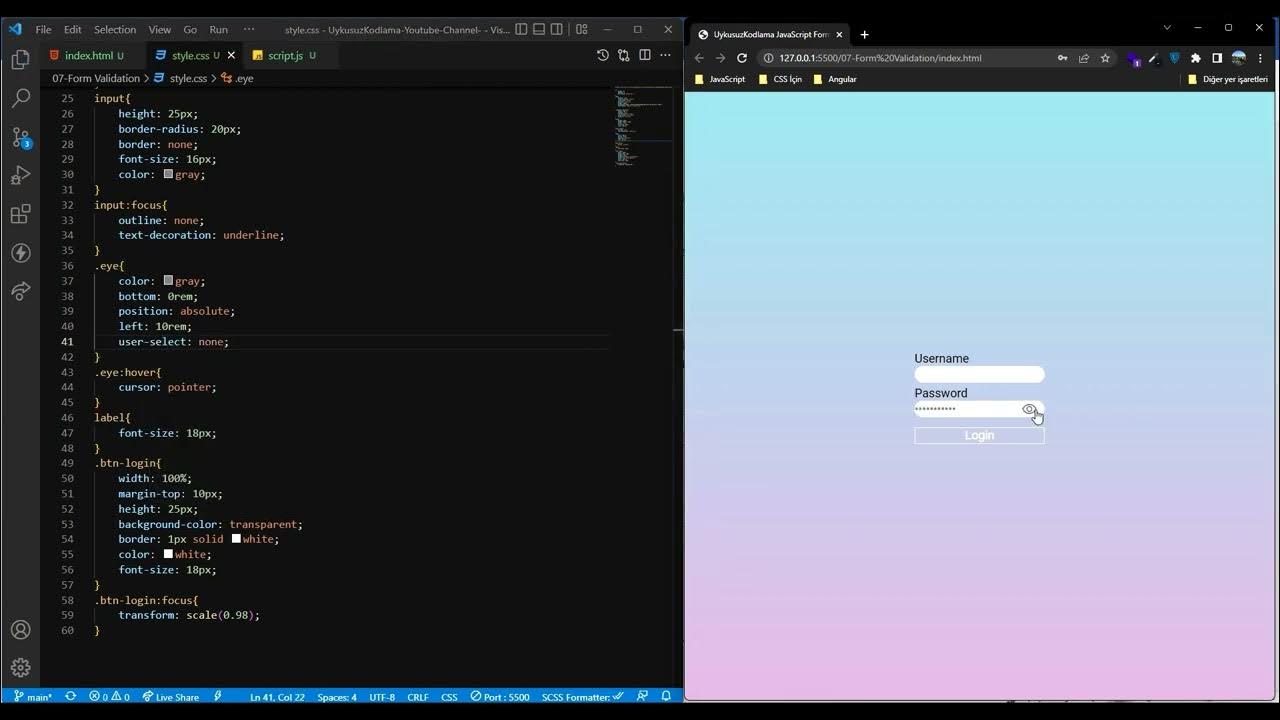 JavaScript Projeleri-Basit Form Validation Örneği - YouTube