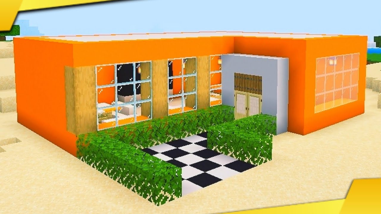 Orange Modern house in Minecraft Tutorial - YouTube