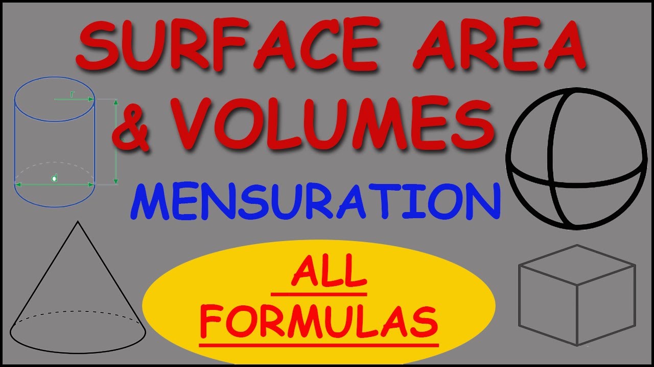 Mensuration Surface Area & Volumes All Formulae | Mathematics - YouTube