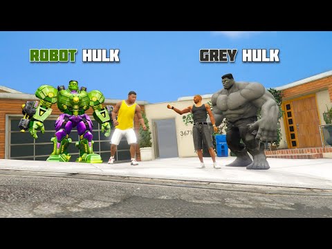 Franklin's Robot Hulk VS Gang Member's Grey Hulk Fight Challenge