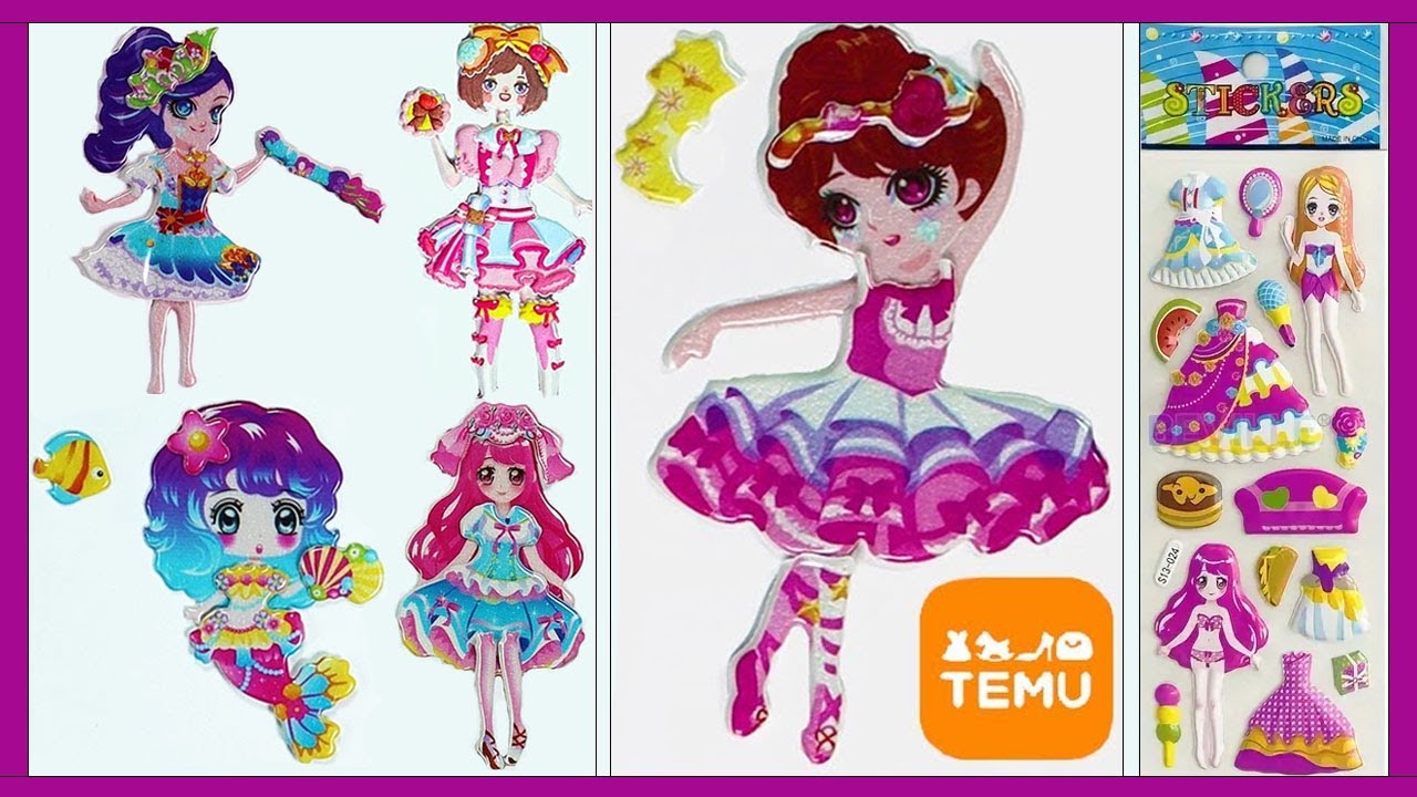 ASMR // Testing Reusable Dress-Up Sticker Dolls from Temu!! COMPILATION ...