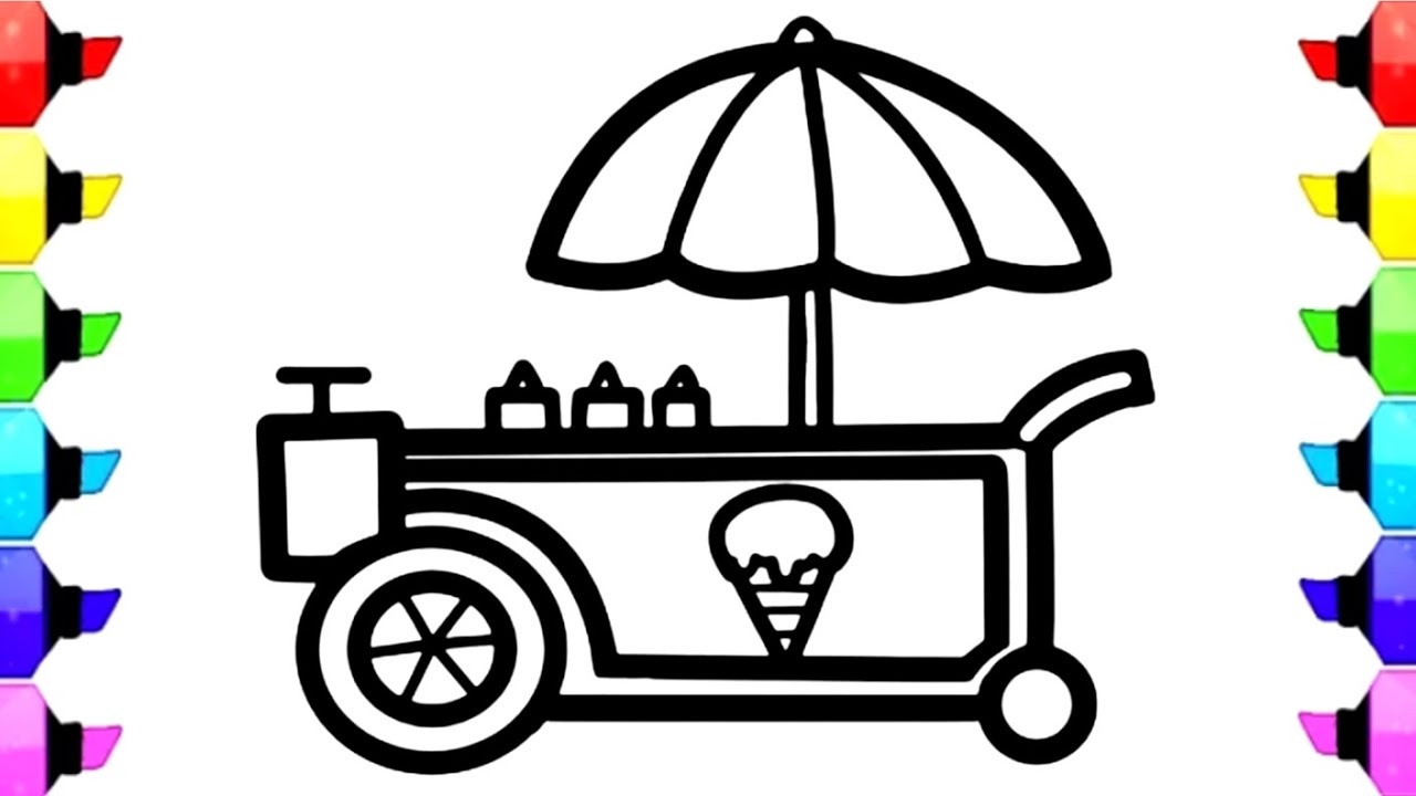 Icecream Cart Drawing Easy | Drawing, Painting and Coloring for Kids ...