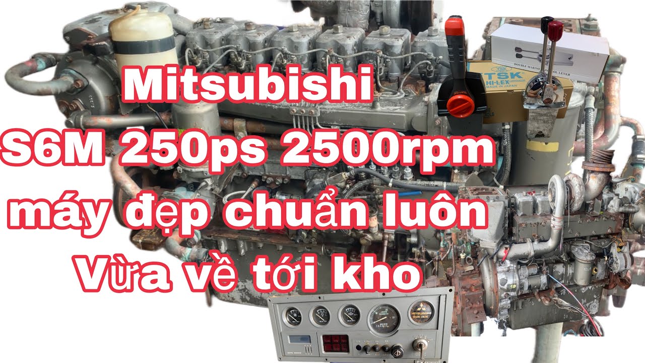 Động cơ máy thủy Mitsubishi S6M 250ps 2500rpm hộp số 2.91 anh em có nhu ...
